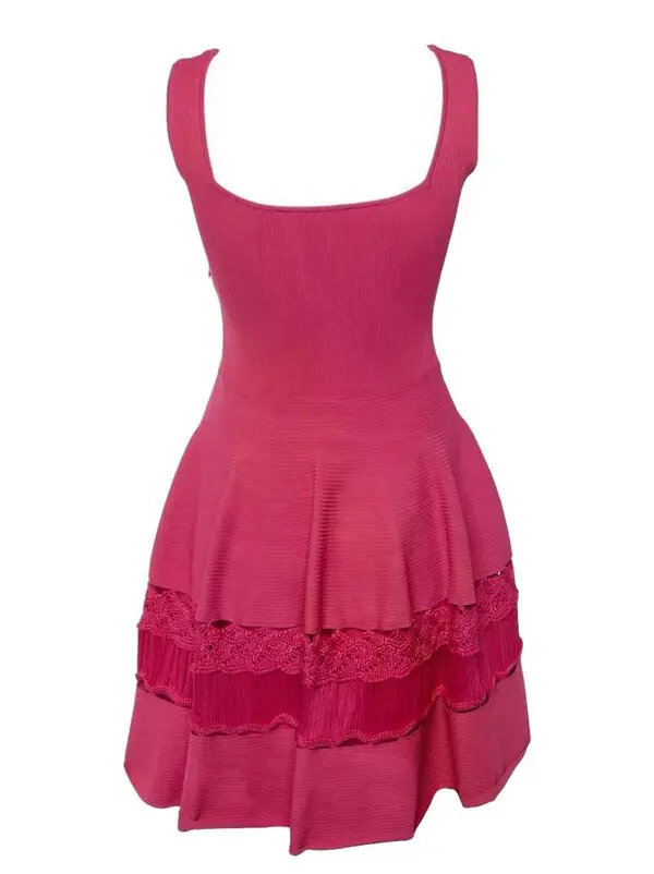 Alexander McQueen Crochet Knit Mini Dress - Pink