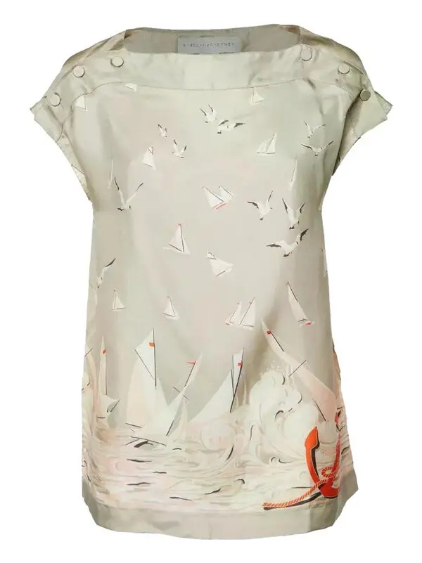 Stella McCartney Printed Silk Top - Neutrals