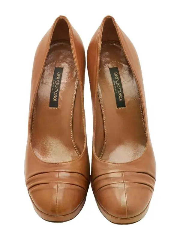 SERGIO ROSSI Round-toe Platform Pumps - Brown