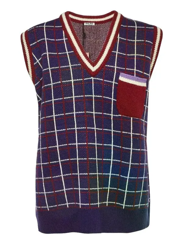 Miu Miu Virgin Wool Sleeveless Sweater - Blue