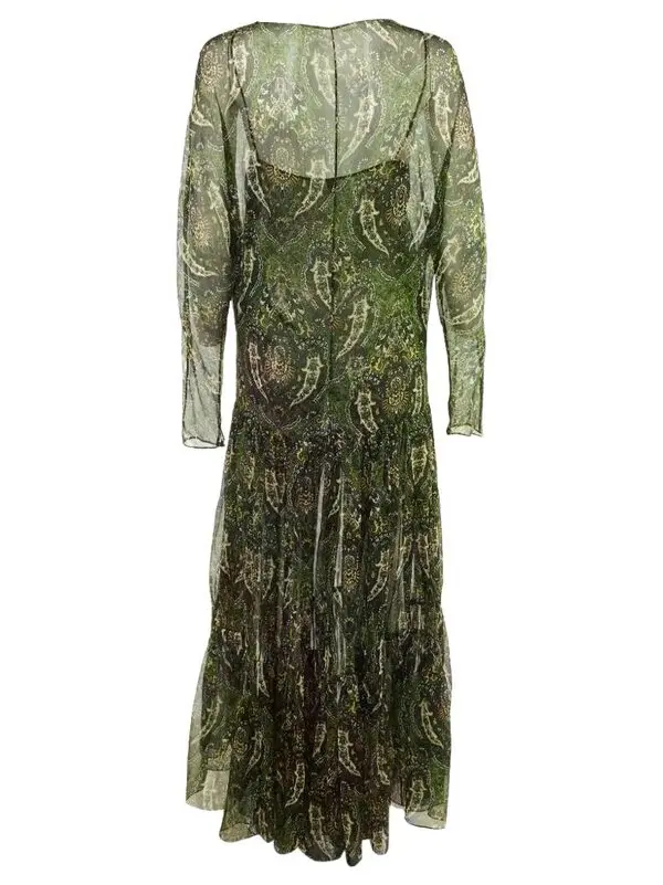 Saint Laurent Maxi Paisley-print Sheer Dress - Green