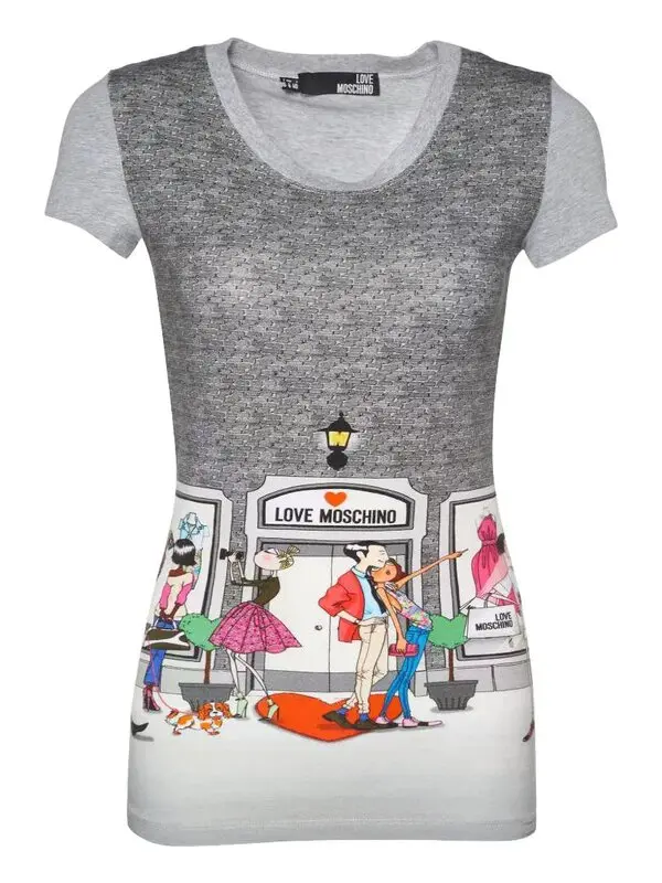 Moschino Printed Knit T-shirt - Grey