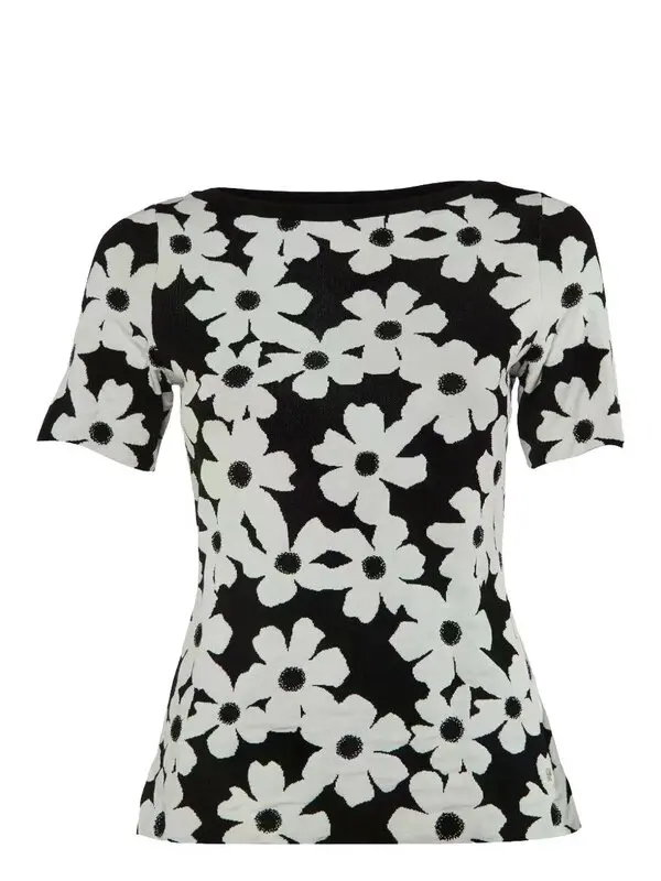 Carolina Herrera Jacquard Floral T-shirt - Black