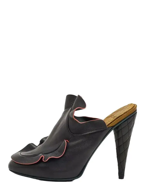 Fendi Waves Ruffle Platform Mules - Black