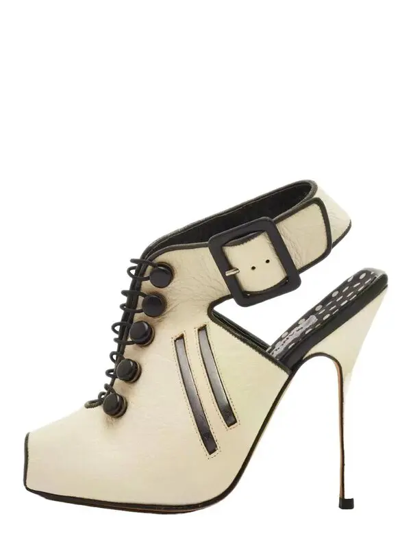 Manolo Blahnik Peep-toe Slingback Stiletto Heels - Neutrals