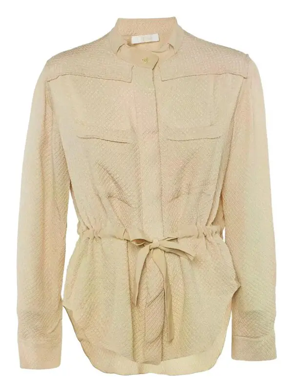 Chloé Textured Band Collar Shirt - Neutrals