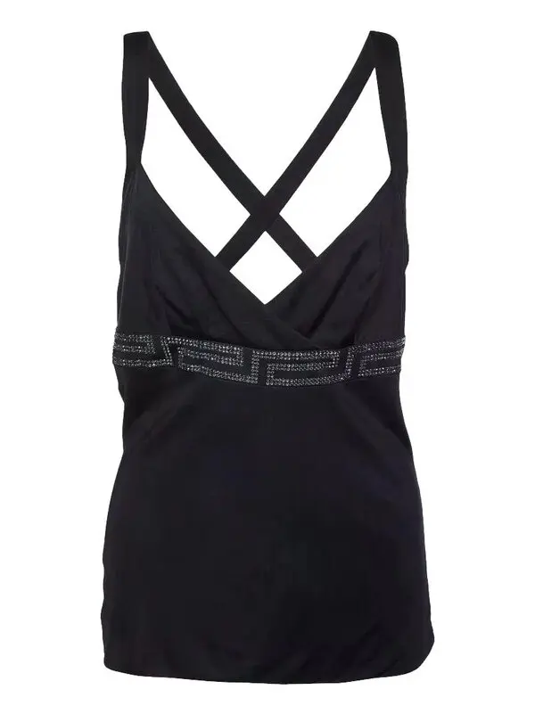 Versace Greca Embellished Tank Top - Black