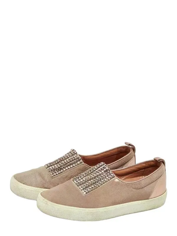 GINA Crystal-embellished Slip-on Sneakers - Neutrals