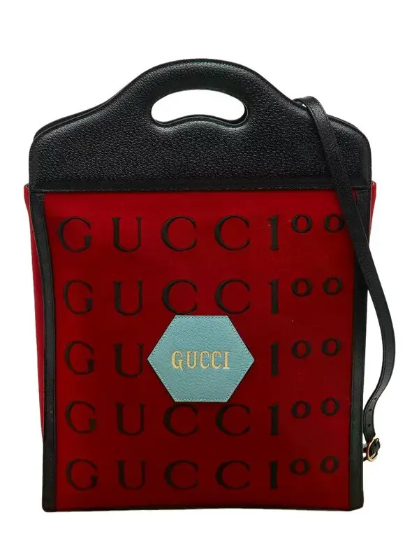 Gucci Centennial Script Logo Tote Bag - Red
