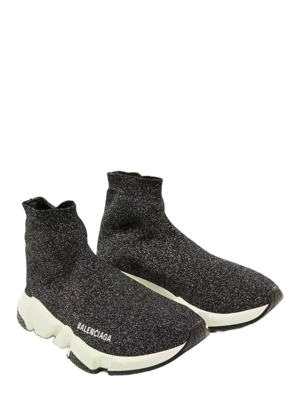 Balenciaga Metallic Knit Sock Sneakers - Black