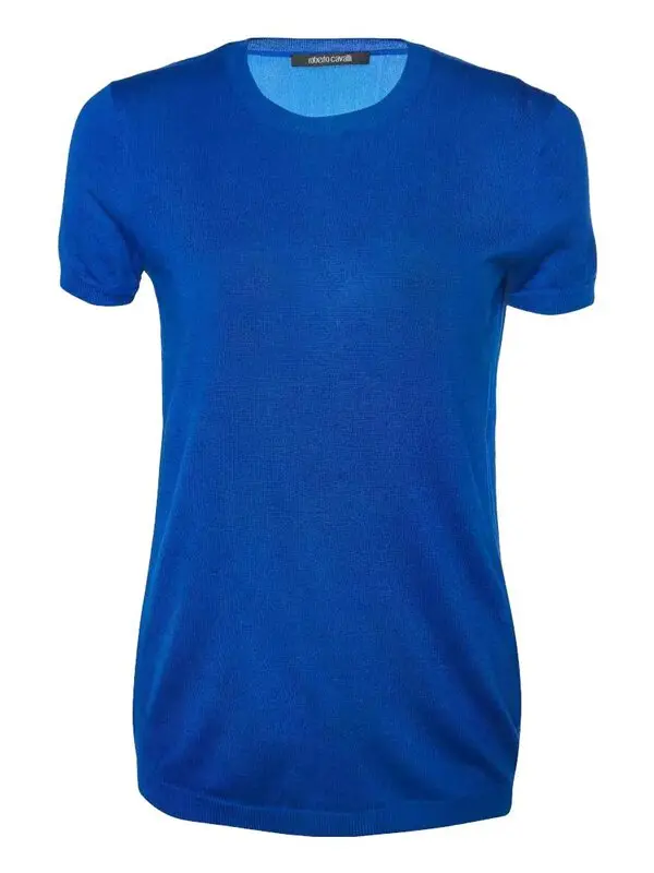 Roberto Cavalli Short-sleeved Fine-knit T-shirt - Blue