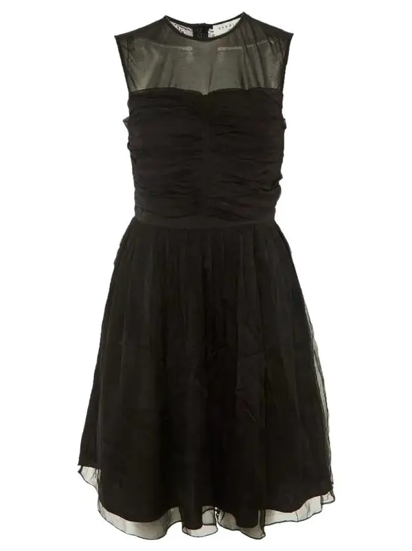 Sandro Mini Ruffled Silk-chiffon Dress - Black