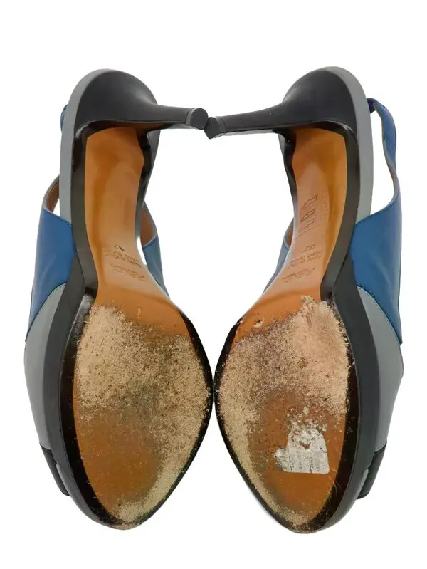 Fendi Peep-toe Slingback Platform Stiletto Sandals - Blue