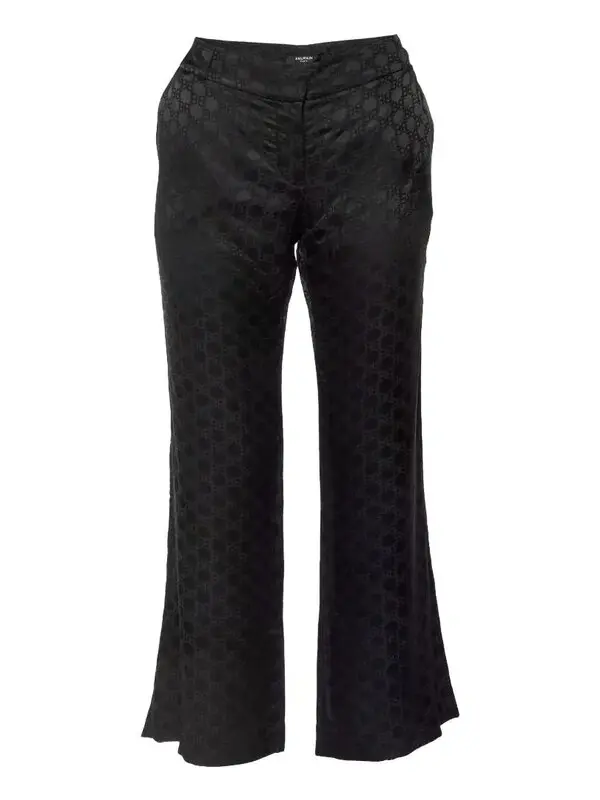 Balmain Logo Jacquard Palazzo Pants - Black