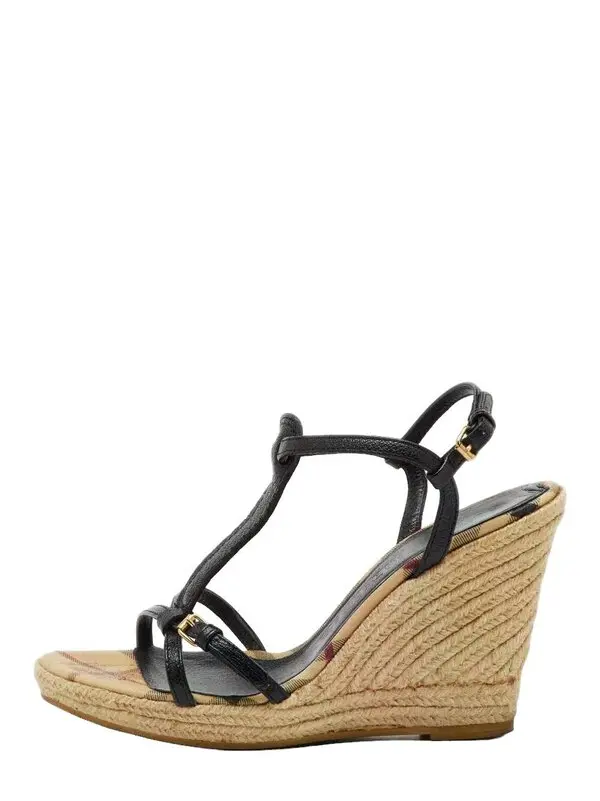 Burberry Haymarket Check Wedge Espadrilles - Black