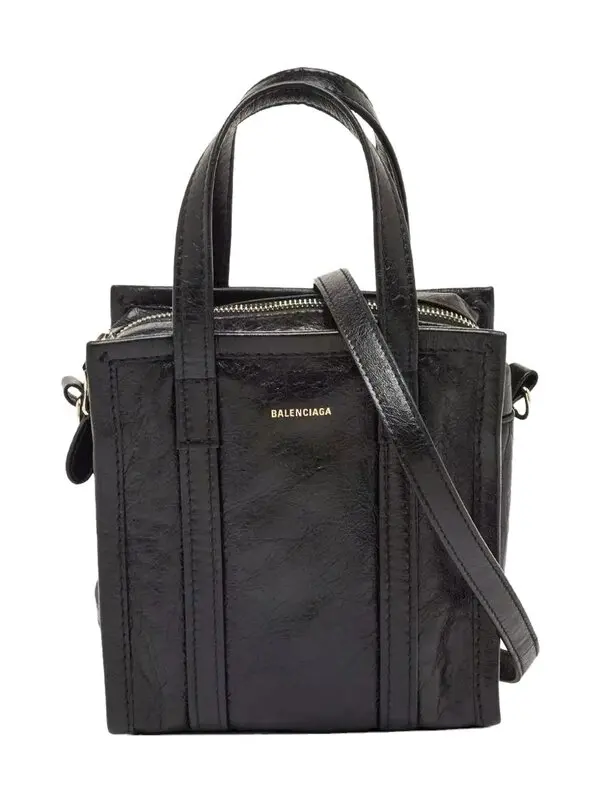 Balenciaga Bazar Xs Leather Tote Bag - Black