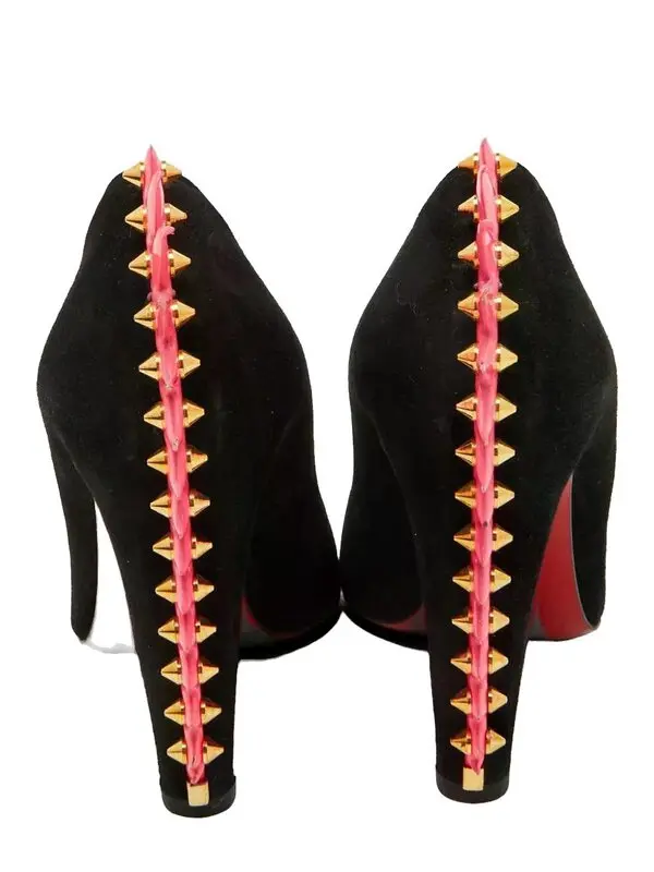 CHRISTIAN LOUBOUTIN Suede Peep Toe Pumps - Black