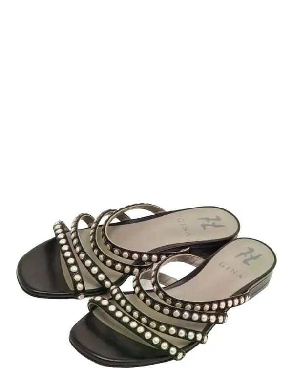 GINA Strappy Embellished Sandals - Black