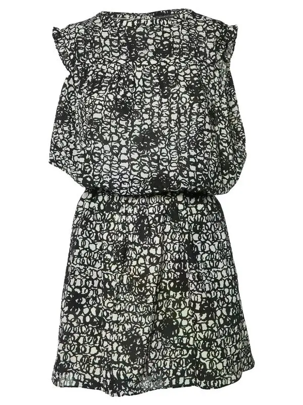 Balenciaga Abstract-print Silk Mini Dress - Black