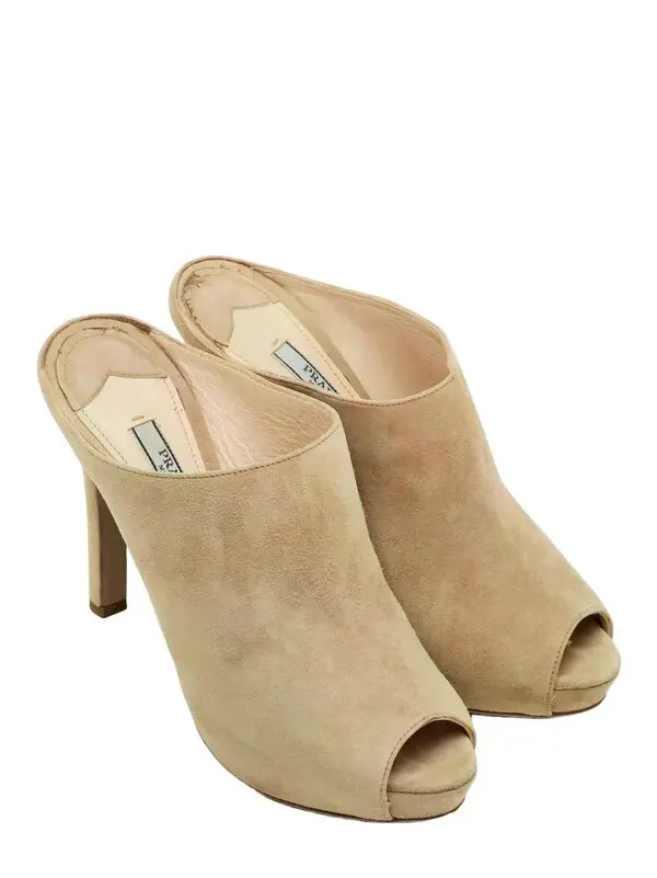 Prada Peep-toe Platform Stiletto Sandals - Neutrals