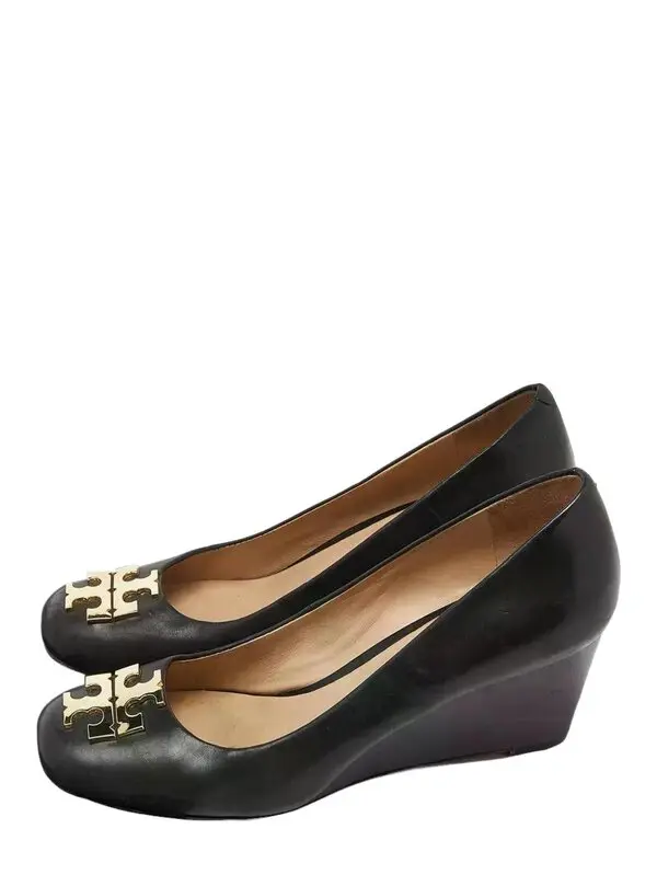 Tory Burch Leather Wedge Pumps - Black
