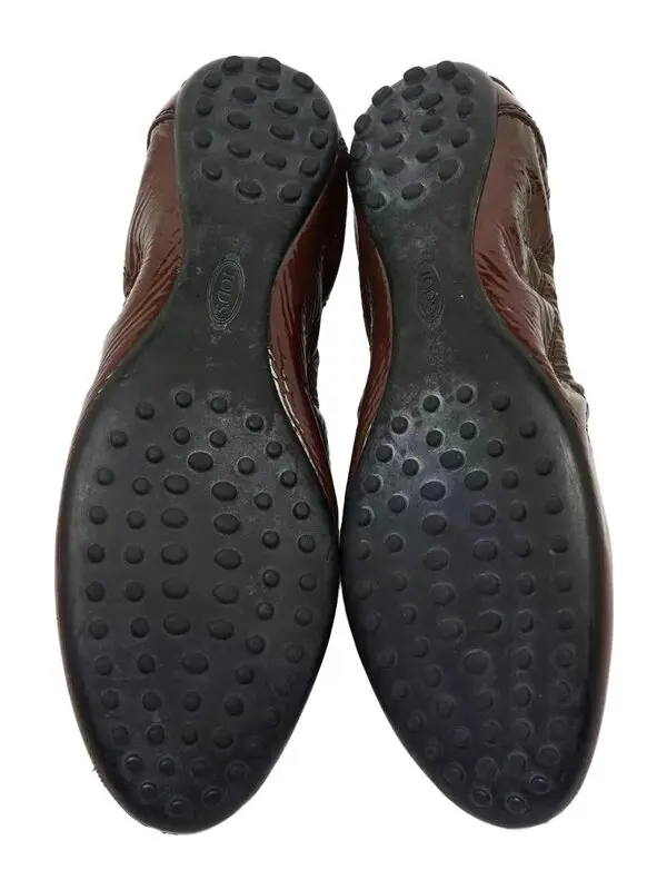TOD'S Patent Leather Penny Strap Loafers - Brown