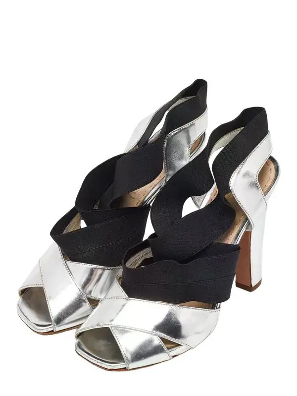 Prada Strappy Open-toe Leather Heeled Sandals - Silver