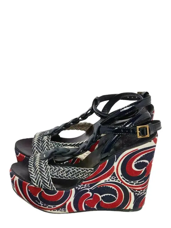 Tory Burch Braided Platform Wedge Sandals - Blue