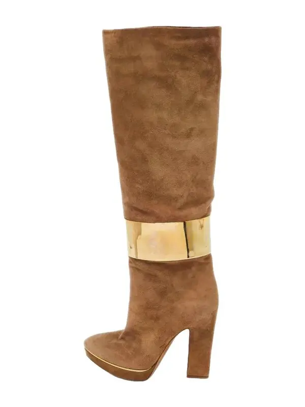 SERGIO ROSSI Metal Cuff Platform Boots - Neutrals