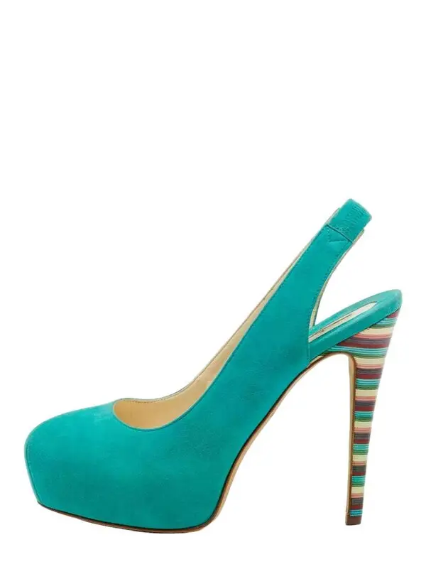 Brian Atwood Suede Platform Slingback Pumps - Blue