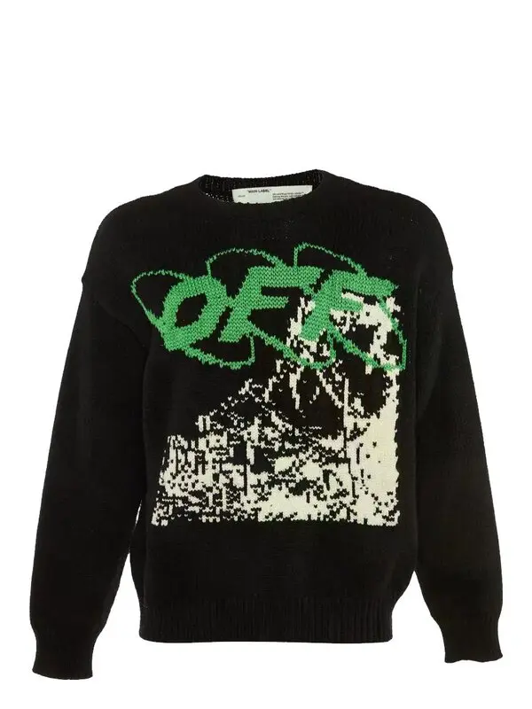 Off-White Ruined Factory Crew-neck Sweater - Black