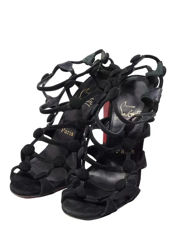 CHRISTIAN LOUBOUTIN Suede Neuron Cage Sandals - Black