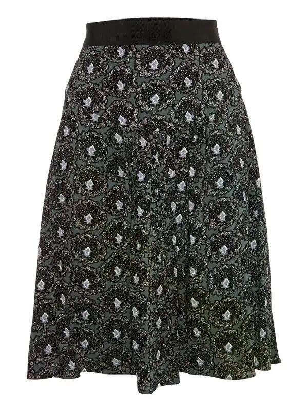 Prada Printed Pleated Midi Skirt - Grey