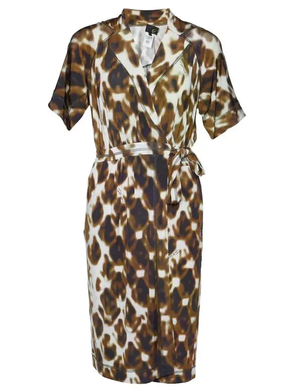 Just Cavalli Printed Wrap Midi Dress - Brown