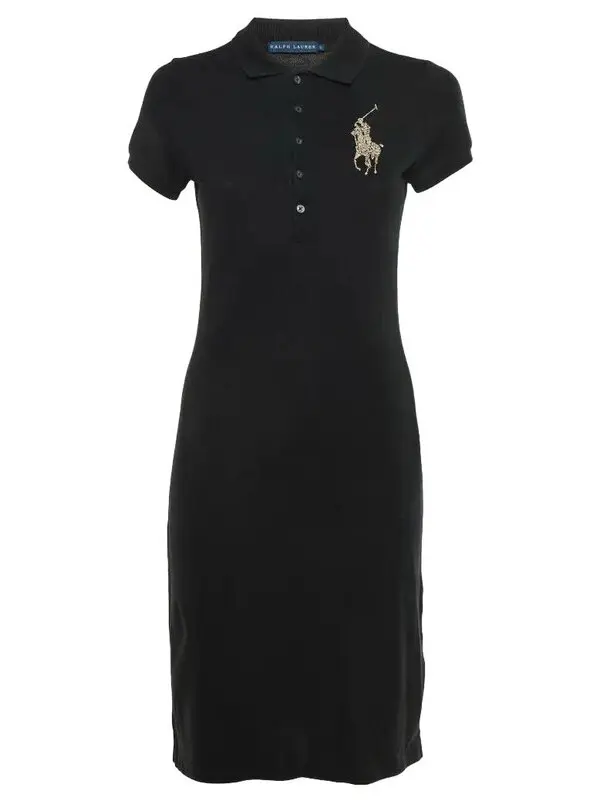 Polo Ralph Lauren Embellished Logo Midi Dress - Black