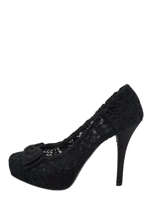 Dolce & Gabbana Crochet Lace Bow Detail Stiletto Pumps - Black