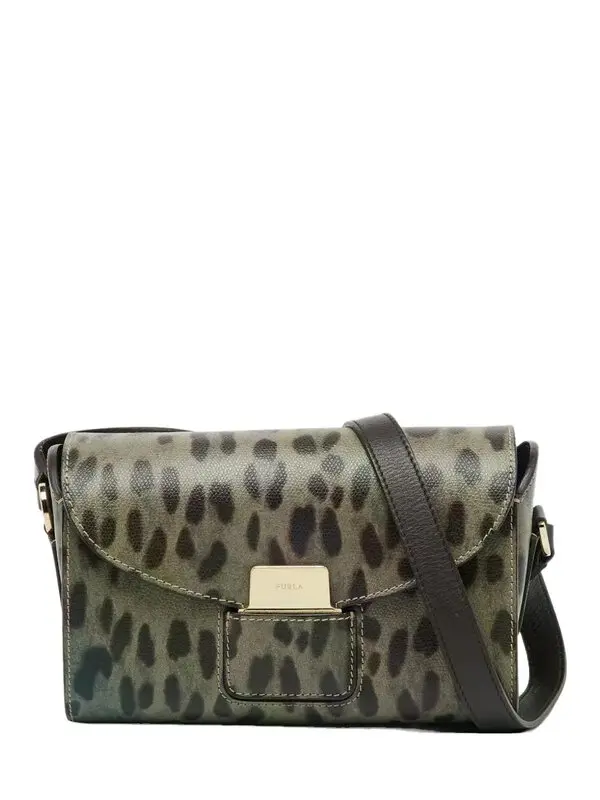 Furla Animal Print Flap Shoulder Bag - Green