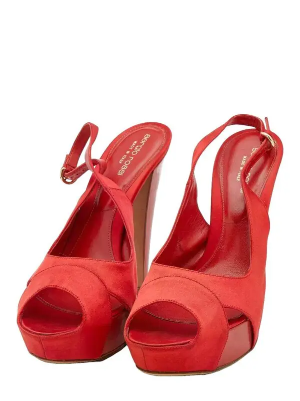 SERGIO ROSSI Open-toe Platform Slingback Sandals - Red