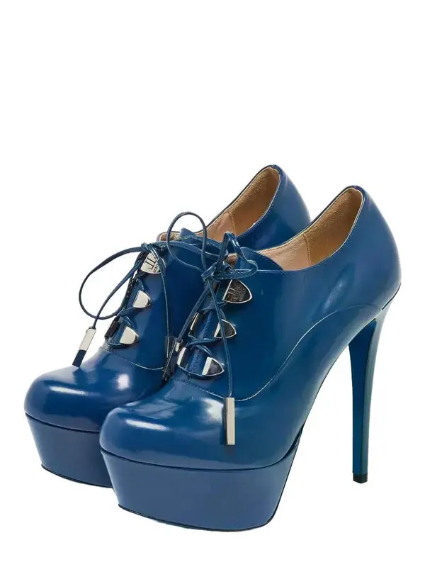 LORIBLU Platform Lace-up Ankle Boots - Blue