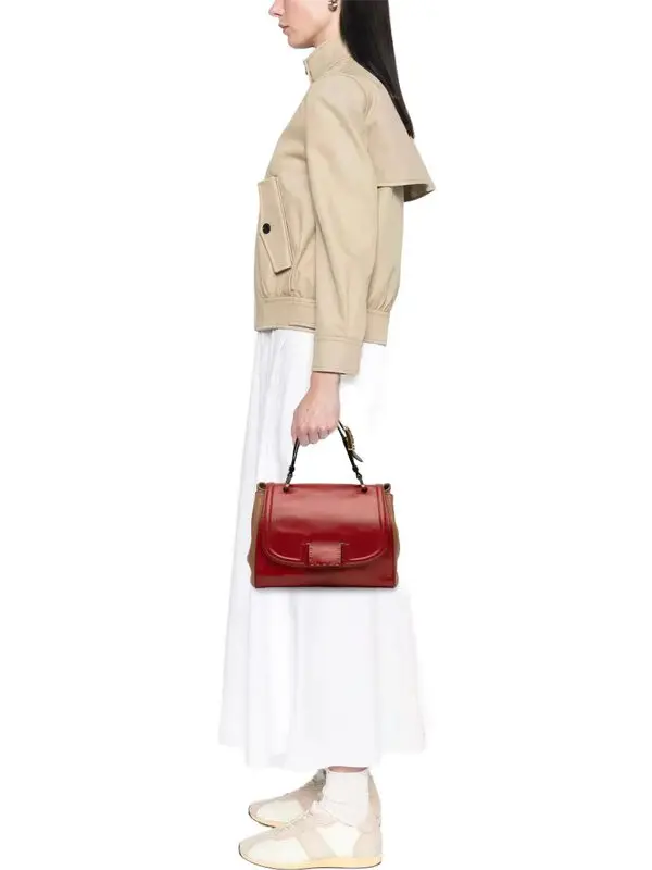 Fendi Silvana Top Handle Bag Satchel - Red