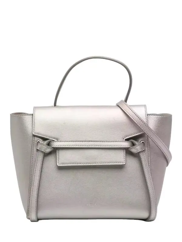 Celine Nano Laminated Calfskin Belt Bag Satchel - Silver