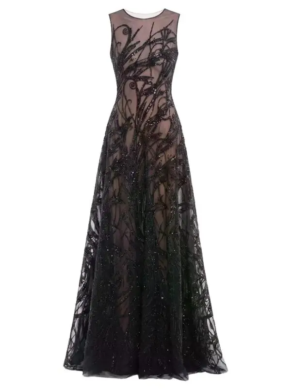 SAIID KOBEISY Embellished Maxi Gown - Black