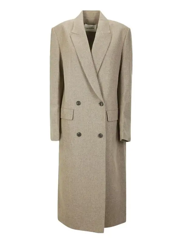 LOW CLASSIC Long Sleeve Double-breasted Coat - Nude