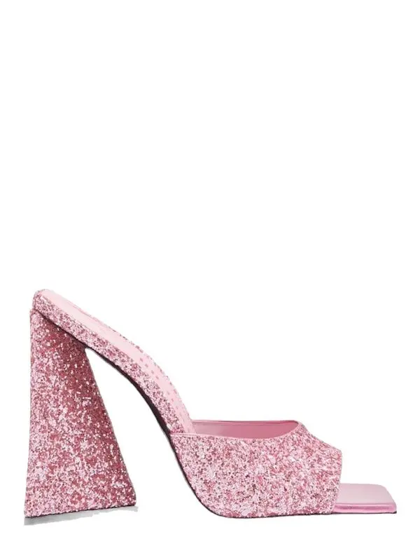 Attico Devon Sequin Embellished Block Heel Mules - Pink