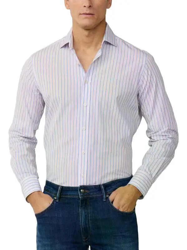 HACKETT LONDON Regimental-stripe Long-sleeve Shirt - Pink
