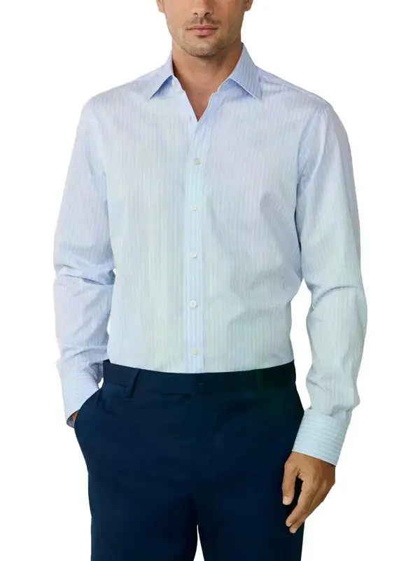 HACKETT  Button-down Striped Cotton Shirt - Blue