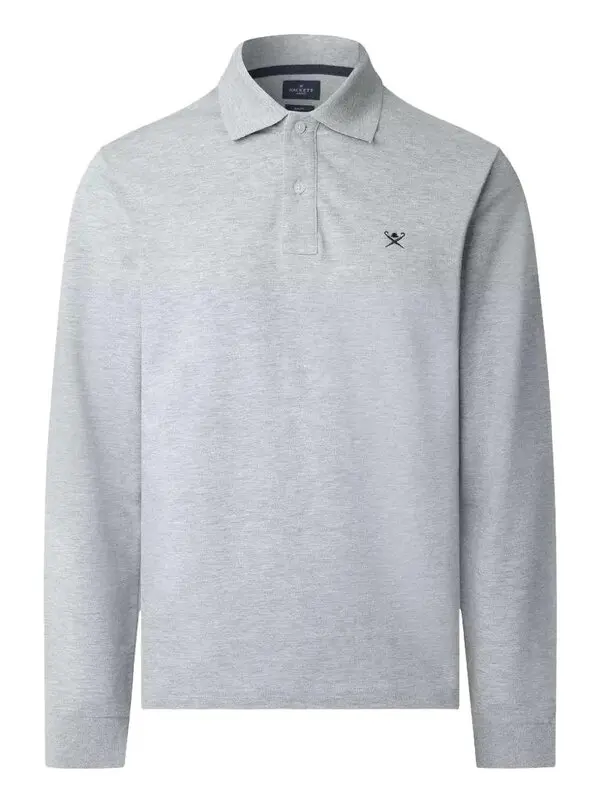 HACKETT LONDON Logo-embroidered Long-sleeve Polo Shirt - Grey