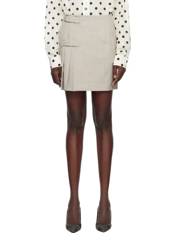 Moschino Pleated Skirt With Buckle Detail - White