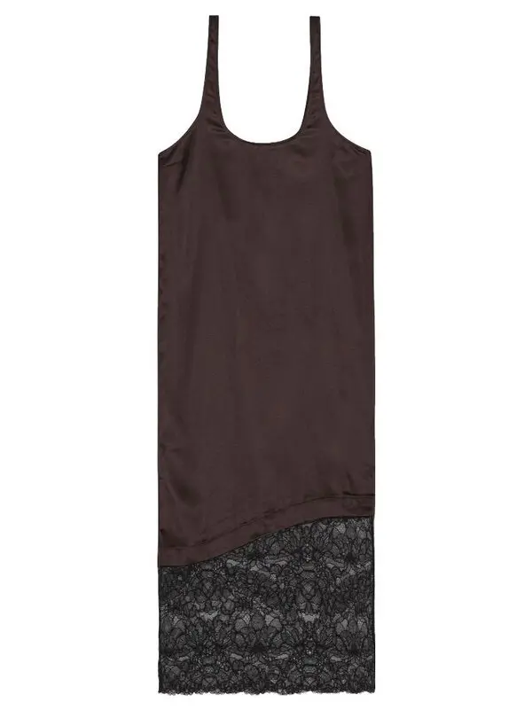 GANNI Lace Midi Dress - Brown