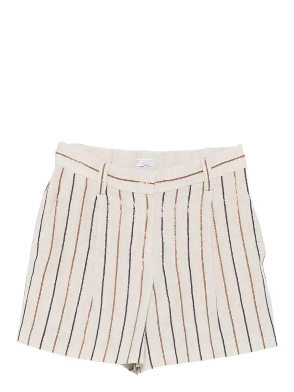 Brunello Cucinelli Striped Belted Shorts - Light Brown